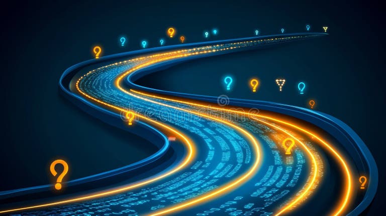 The Image Depicts Digital Data Flowing on a Road, Symbolizing Cyber ...