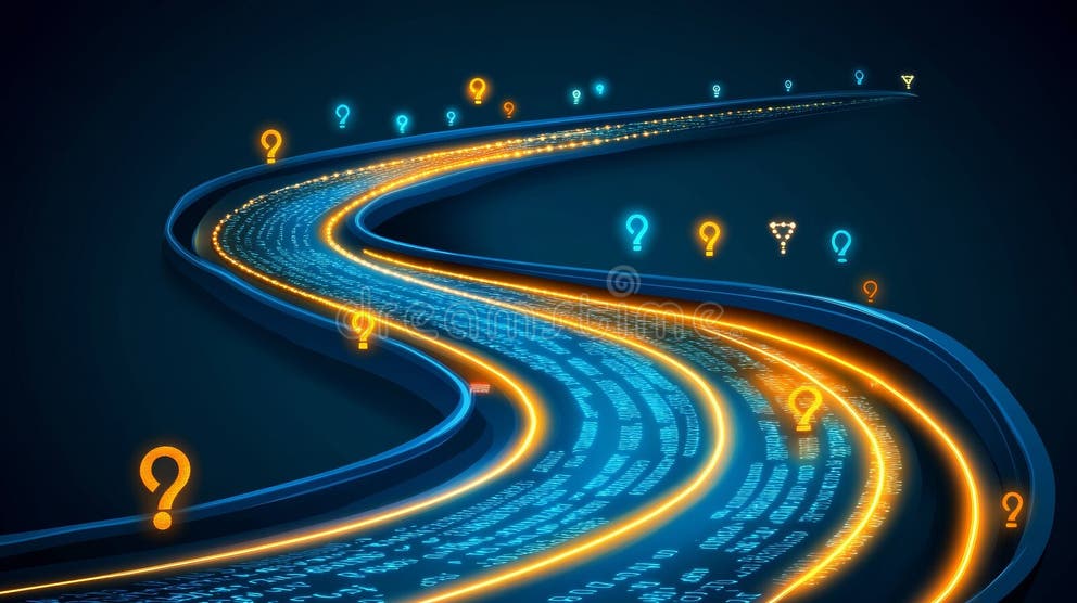 The Image Depicts Digital Data Flowing on a Road, Symbolizing Cyber ...