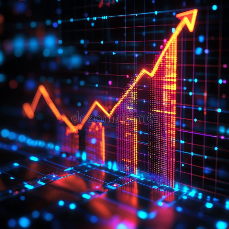 Digital Growth Chart stock illustration. Illustration of visualization ...