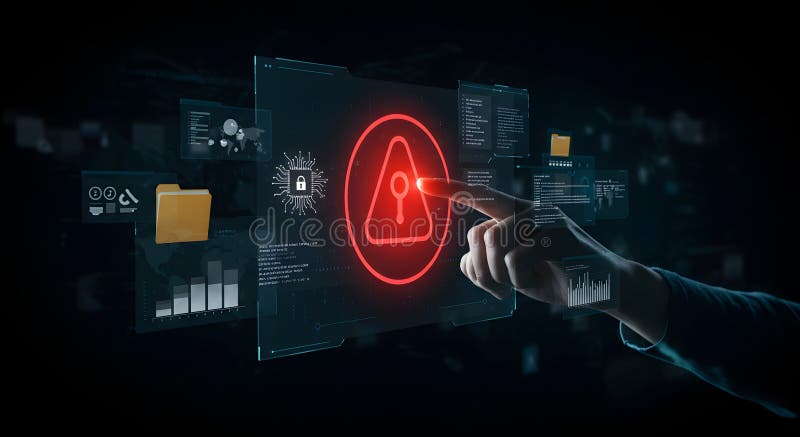 Cyber Security Alert on Virtual Interface Stock Illustration ...