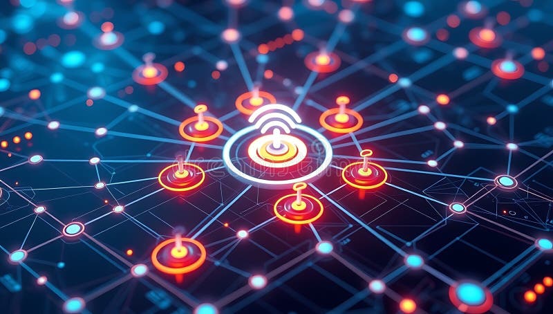 Network Nodes Connected Wireless Communication System Stock ...