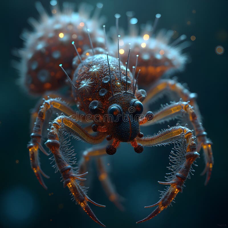 Fantasy Bioluminescent Spider Art Stock Image - Image of surreal ...