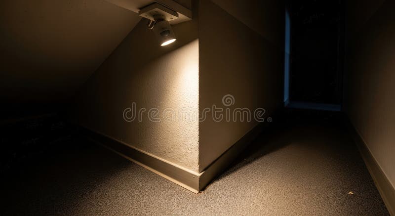 Corner Spotlight in Dark Hallway Interior Space Stock Illustration ...
