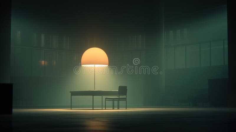 Dimly Lit Room Table Chair Illuminated Single Lamp Stock Photos - Free ...