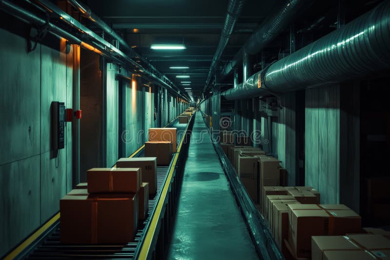 Underground Package Sorting Facility Stock Illustration - Illustration ...