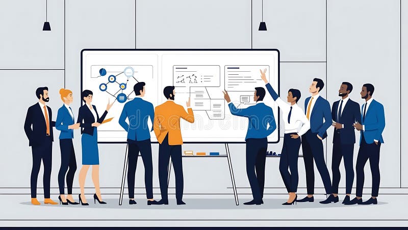 Group of Diverse Business Professionals Collaborating in a Meeting ...