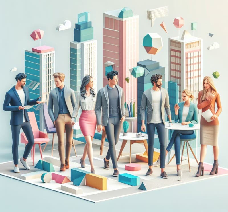 Brightly Lit Modern Office Setting with Employees Engaged in Various ...