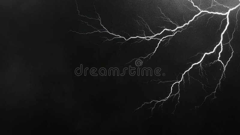 A Dramatic Lightning Bolt Strikes Against a Dark, Cloudy Sky. Stock ...