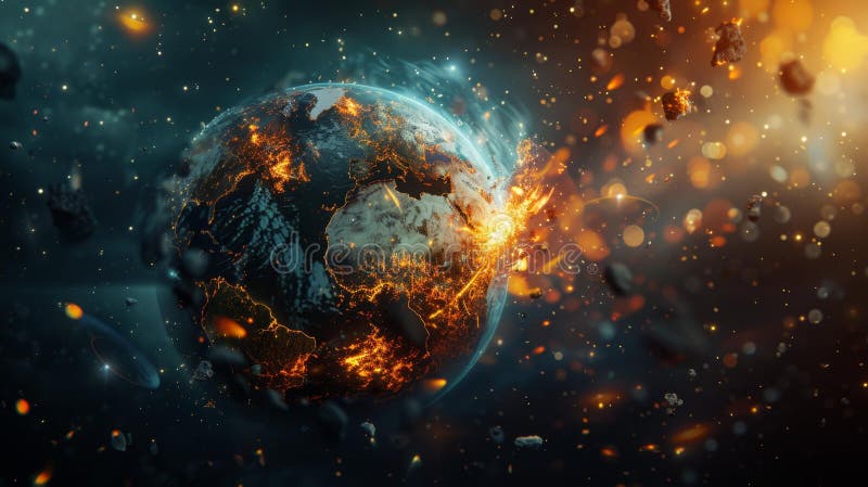 Apocalyptic Earth: Collision Impact, Generative AI Stock Photo - Image ...