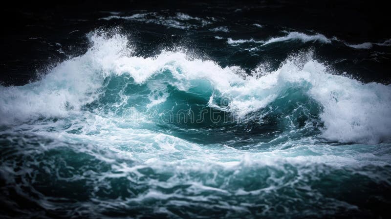 A Dramatic Ocean Scene with Crashing Waves and a Dark, Moody Atmosphere ...