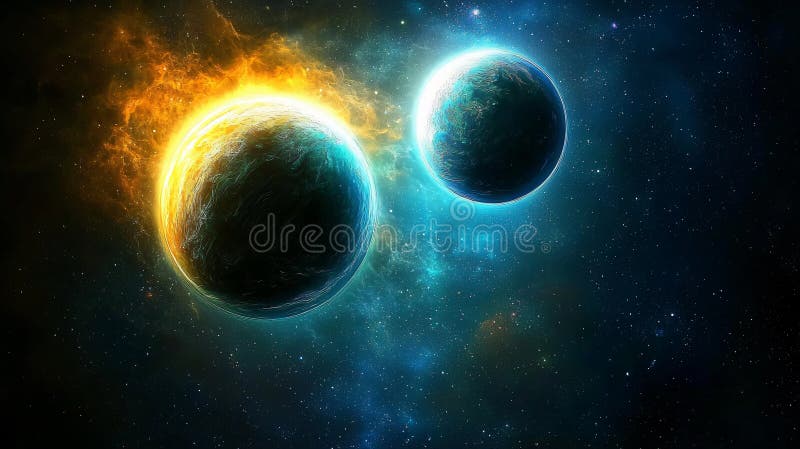 Space Collision of Two Planets - Generated Using Ai Stock Illustration ...