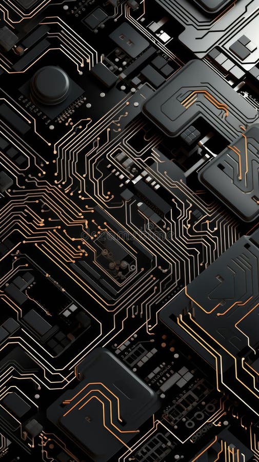 The Image Depicts a Dynamic and Complex Circuit Board with Glowing ...