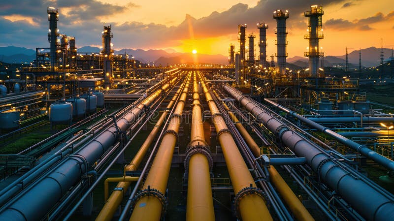 Streamlined Gas and Oil Refinery Process with Industrial Pipeline for ...