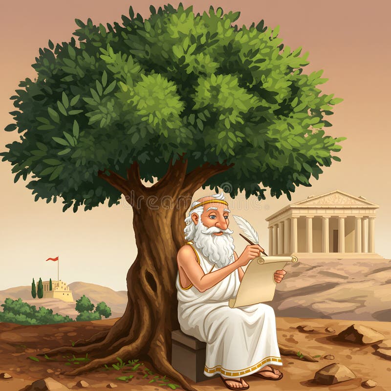 Ancient Scholar Writing Under a Tree - Generated Using Ai Stock ...
