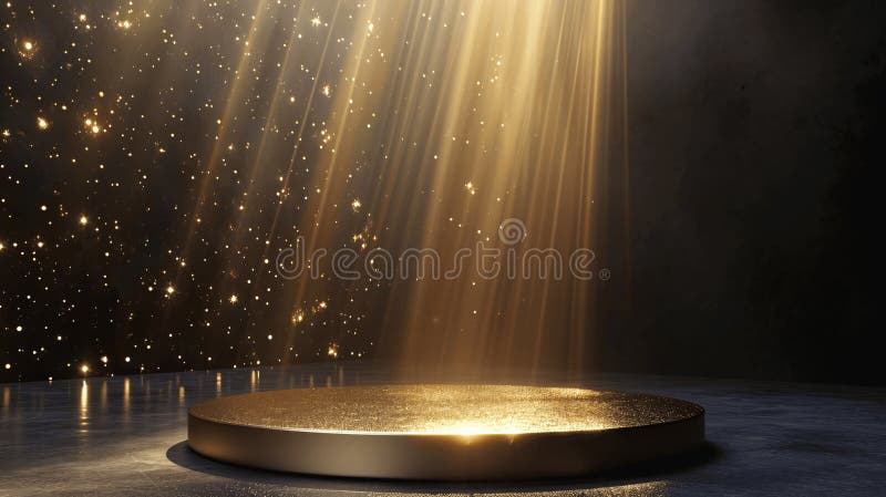 Empty Stage with a Spotlight Shining Down on a Circular Platform Stock ...