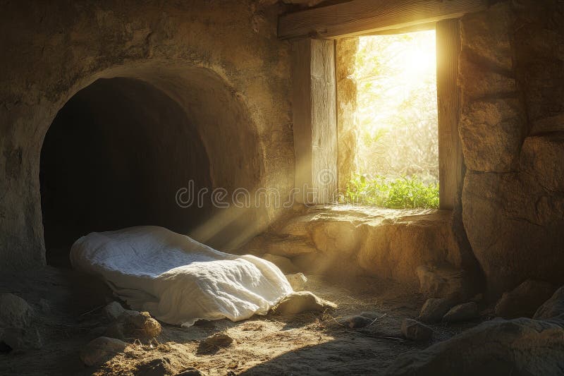 Empty Tomb with Light Streaming through the Entrance Stock Photo ...