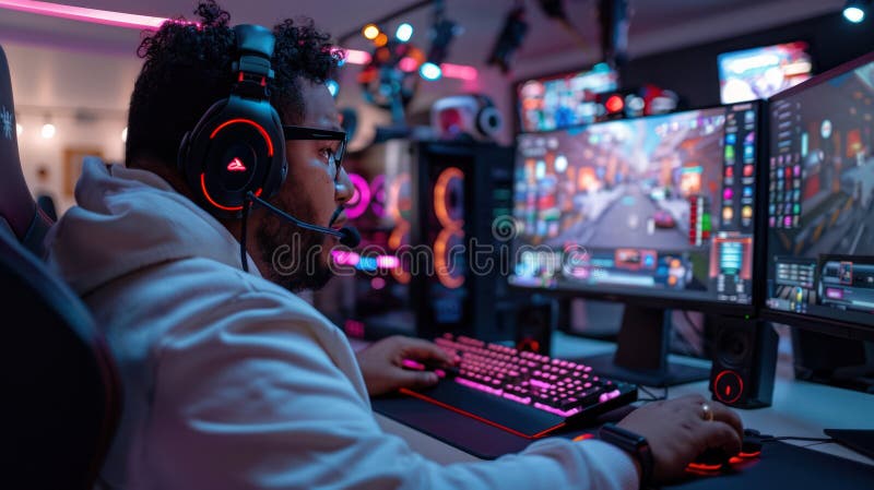 Enthusiastic Male Customer Support or Game Tester Shouting on Computer ...