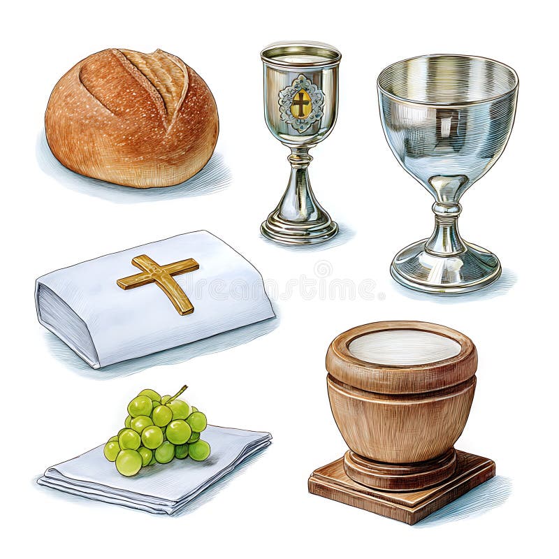Christian Communion Elements Bread Wine and Holy Symbols for Worship ...
