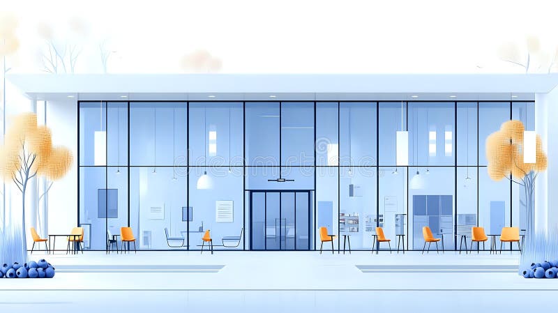 Modern Library Exterior stock illustration. Illustration of seating ...