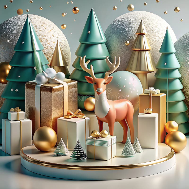 Christmas Winter Festive Composition. Colorful Xmas Background ...