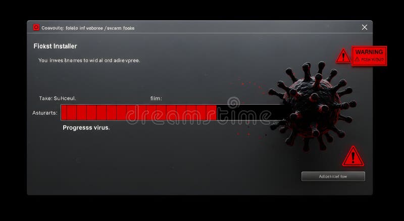 AI Virus Installer Warning stock image. Image of graphic - 372915159