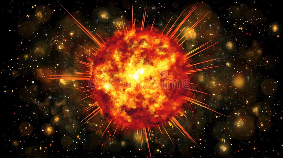 A Fiery Star Exploding Brightly with a Cosmic Background Stock ...
