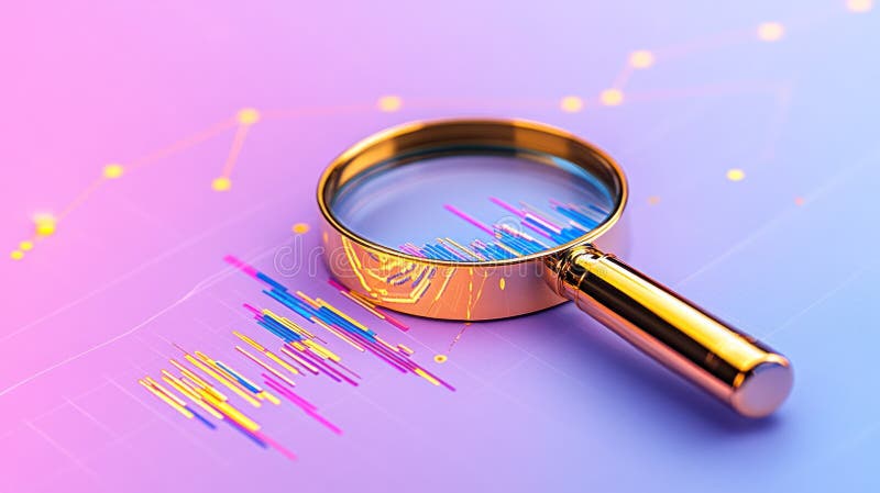 Financial Data Analysis with Magnifying Glass on Charts and Graphs ...