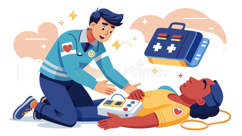This Image Depicts a First Responder Administering Defibrillation in a ...