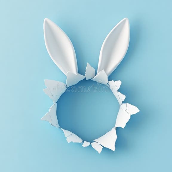 The Image Depicts Fluffy White Rabbit Ears Emerging from a Circular ...