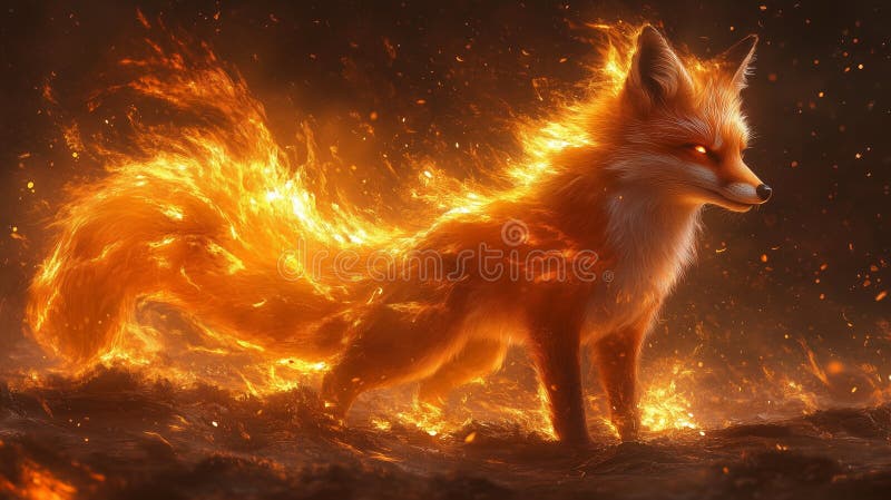 The Image Depicts a Fox with Its Tail on Fire Stock Photo - Image of ...