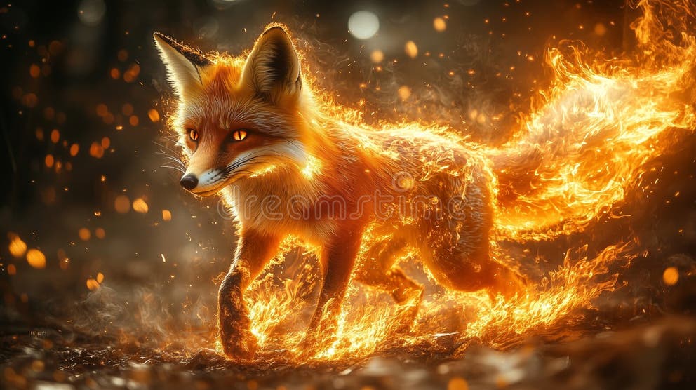 The Image Depicts a Fox with Its Tail on Fire Stock Image - Image of ...