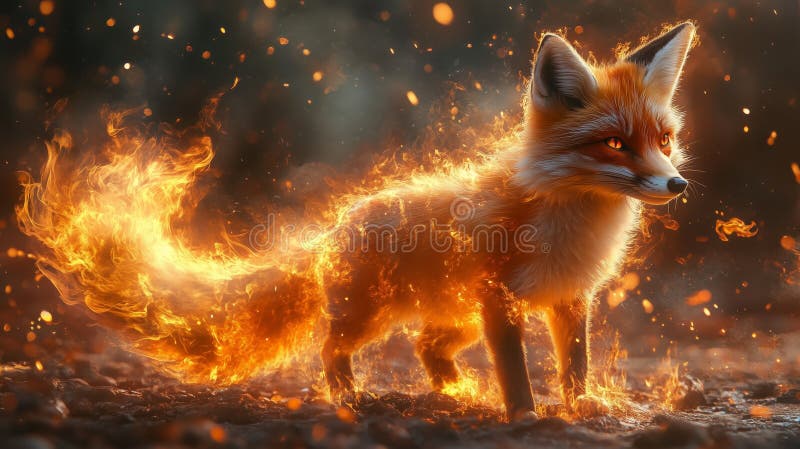The Image Depicts a Fox with Its Tail on Fire Stock Photo - Image of ...