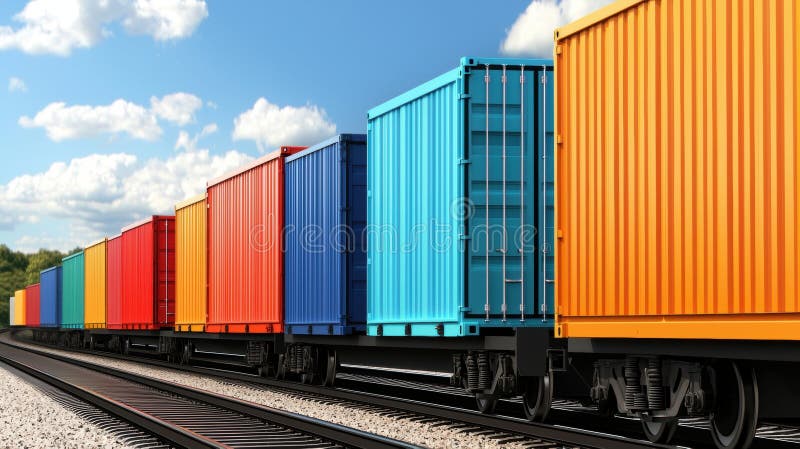 A Freight Train with Colorful Shipping Containers. Stock Photo - Image ...