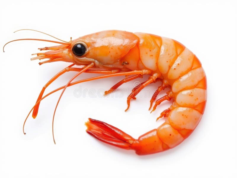 Image Depicts a Fresh, Cooked Shrimp with Red Color and Intact Shell ...