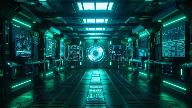 Futuristic Control Room with High-Tech Interfaces, Generative AI Stock ...