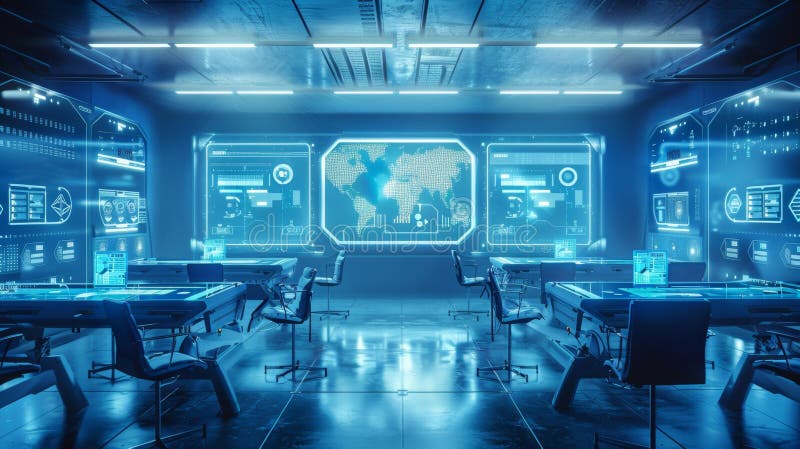 Futuristic Cybersecurity Operations Center, Generative AI Stock Photo ...
