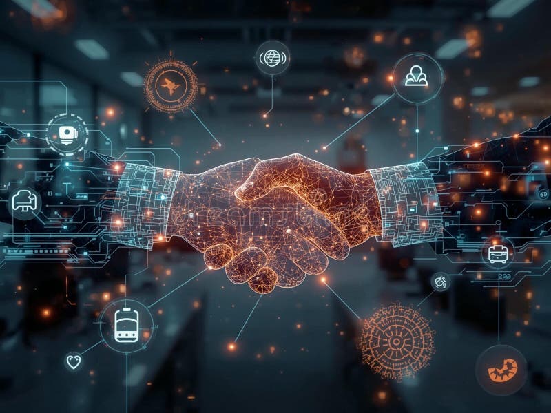 Futuristic Digital Handshake: Exploring the Interconnected World of ...