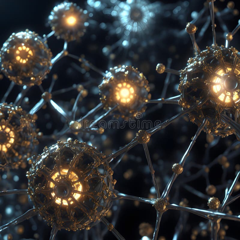 Futuristic Glowing Neural Network Stock Photo - Image of metallic ...