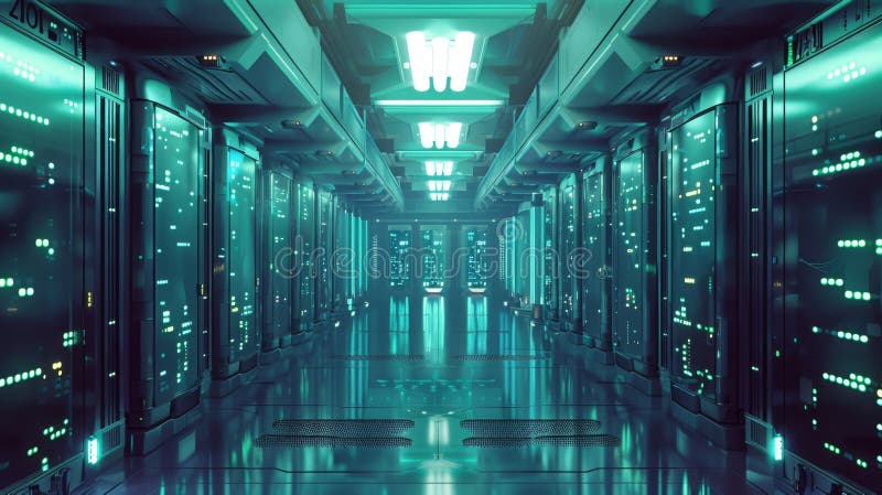 Futuristic Server Room, Generative AI Stock Image - Image of space ...