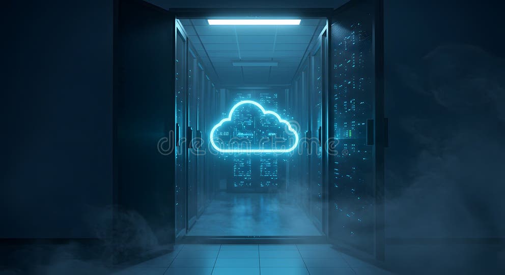 AI-Generated Cloud Server Visualization Stock Illustration - Illustration of computing ...