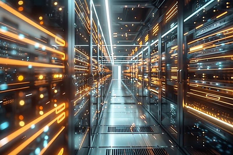 Modern Data Center Server Racks, Network Infrastructure, Digital ...