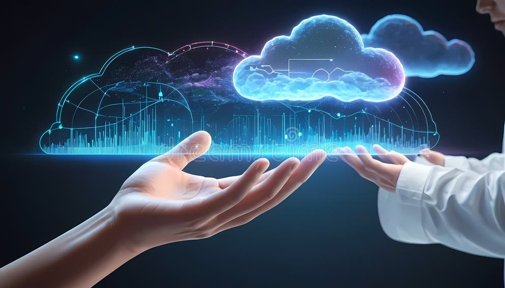 AI Cloud Data Sharing stock illustration. Illustration of growth - 377917567