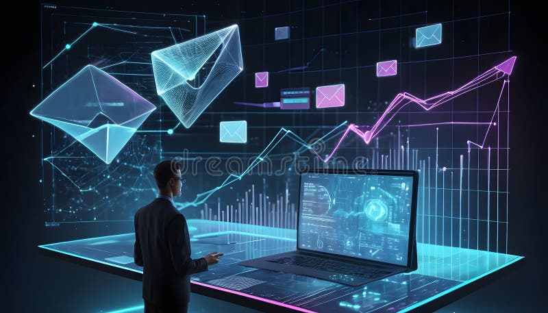 AI-Powered Email Marketing Analytics Stock Image - Image of information ...