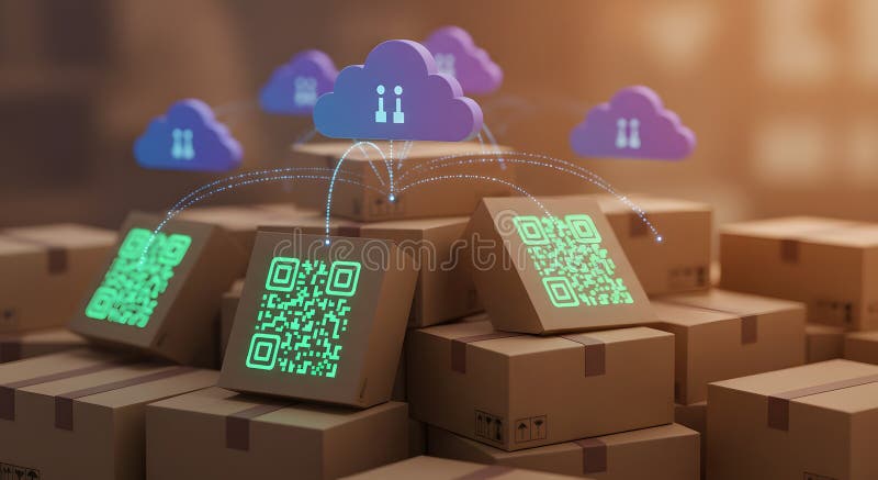Cloud-Based Package Tracking System Stock Illustration - Illustration ...