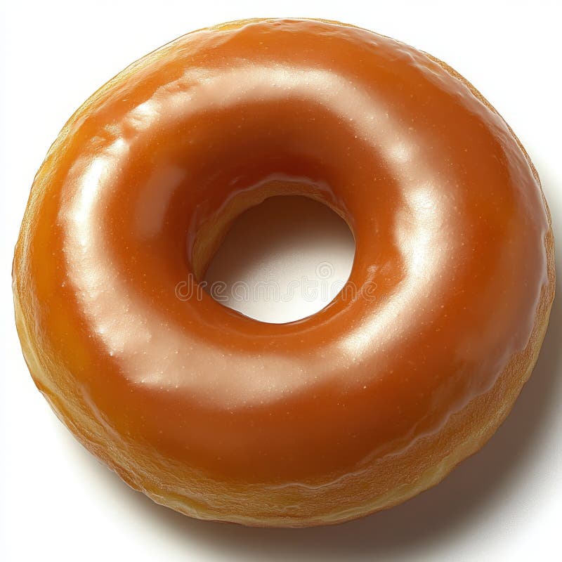 The Image Depicts a Glazed Donut from Above, with Its Smooth and Shiny ...