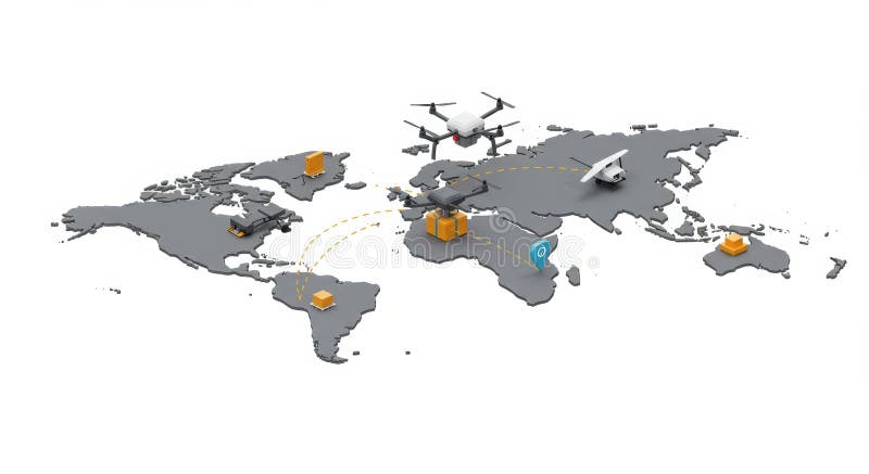 Global Drone Delivery Network Stock Illustration - Illustration of ...