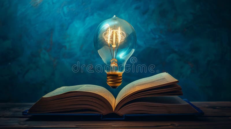 Creative Light Bulb on Open Book Concept, Generative AI Stock Photo ...