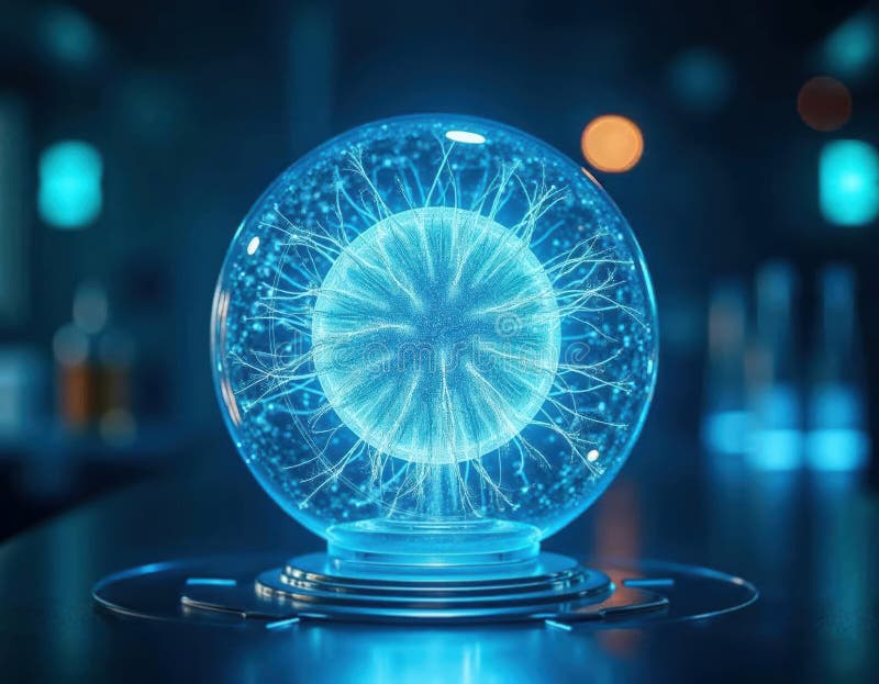 Glowing Blue Sphere White Lines Surrounding Stock Photos - Free ...