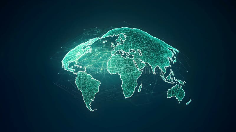 Glowing Brain World Map Symbolism Concept Stock Illustration ...