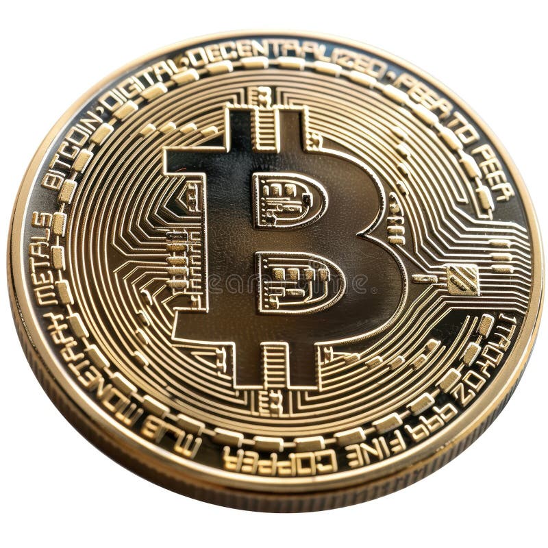 Image Depicts a Gold or Silver-toned Bitcoin Coin with Circuit Patterns ...